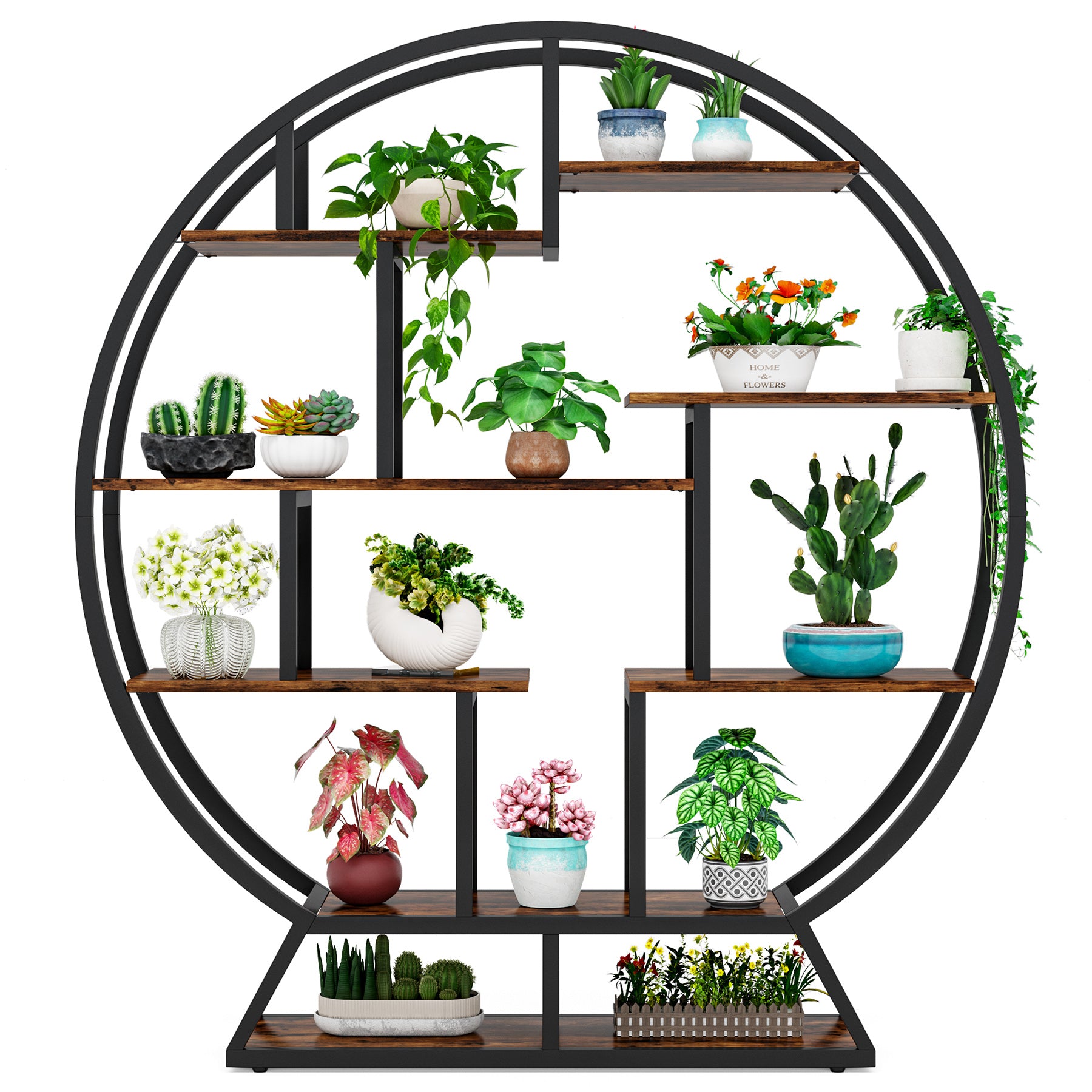 Tribesigns Plant Stand, 63" Round Flower Pot Plant Rack with 8 Shelves