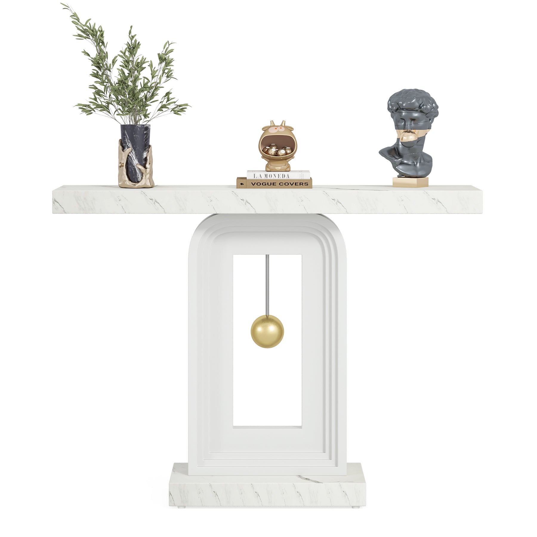 Tribesigns Console Table, 39.5" Modern Entryway Table with Gold Decor