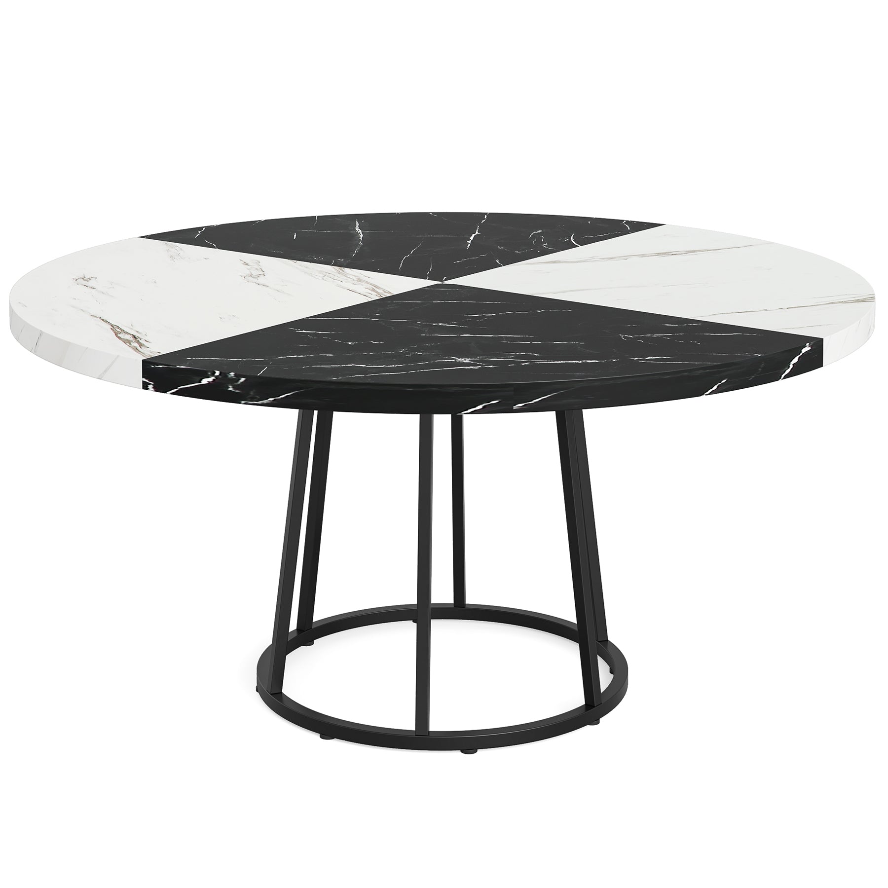 Tribesigns 47" Round Dining Table with Circle Metal Base for 4 People